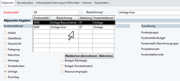 Kalkulation mit Umlage(position)